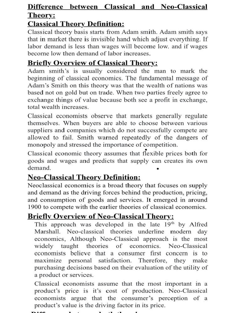 Classical and New Classical | PDF