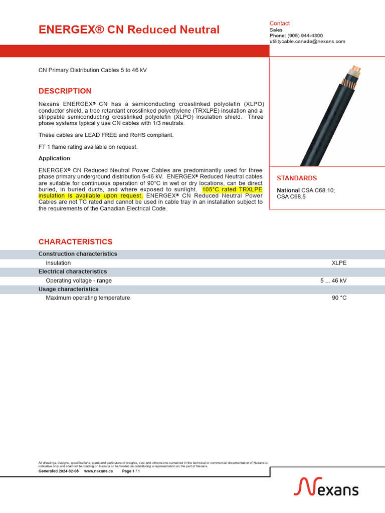 Nexans - ENERGEX CN Reduced Neutral | PDF | Insulator (Electricity ...