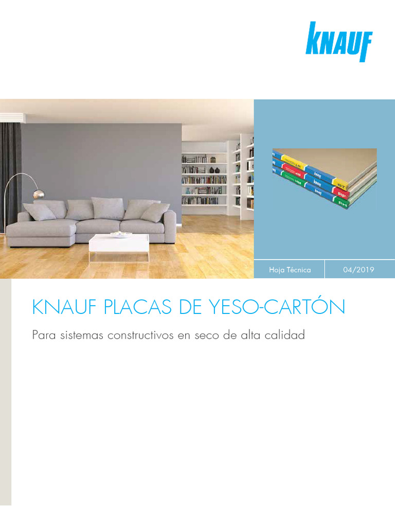 Ficha Técnica Placas de yeso Knauf | PDF | Paneles de yeso | Materiales