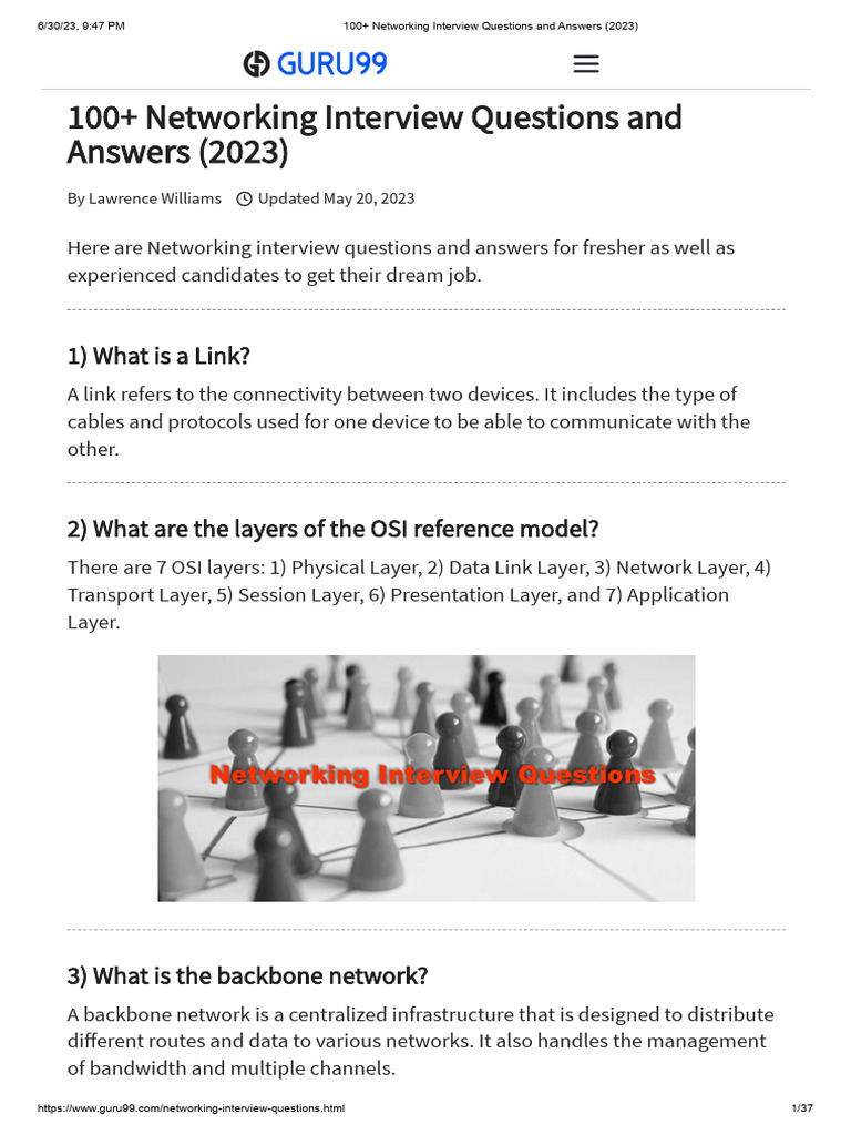 100+ Networking Interview Questions and Answers (2023) | PDF | Computer ... 100+ Networking Interview Questions and Answers (2023) | PDF | Computer ...