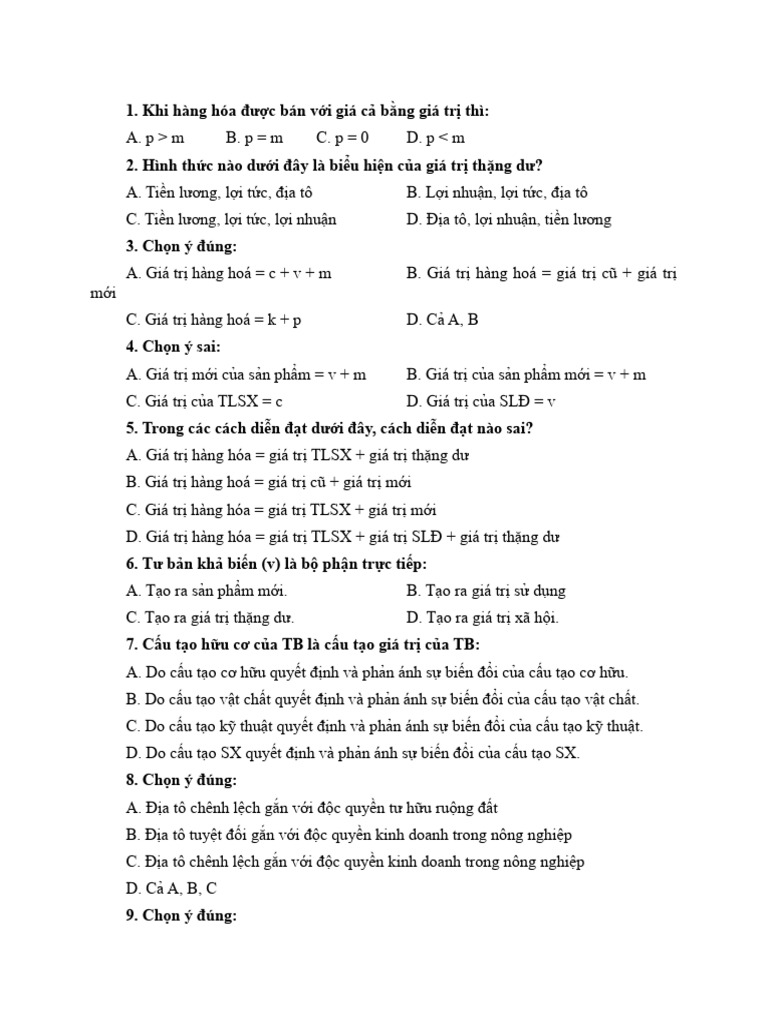 TRẮC NGHIỆM CHƯƠNG 3-KTCT | PDF