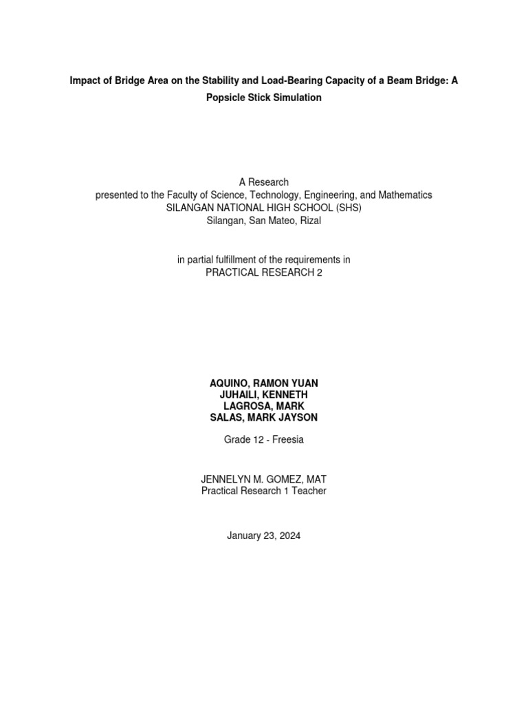 Impact of Bridge Area On The Stability and Load Bearing Capacity of A ...