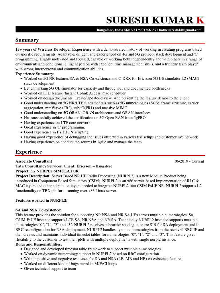 Suresh Resume | PDF | High Speed Packet Access | Computer Network