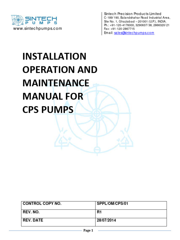 Manual For CPS Pump 1 | PDF | Pump | Bearing (Mechanical)