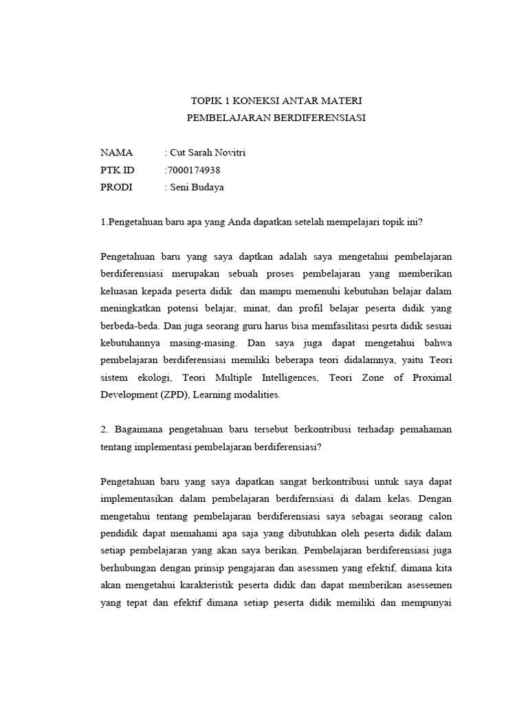 Topik 1 Koneksi Antar Materi | PDF | Karier & Perkembangan | Pengembangan Diri