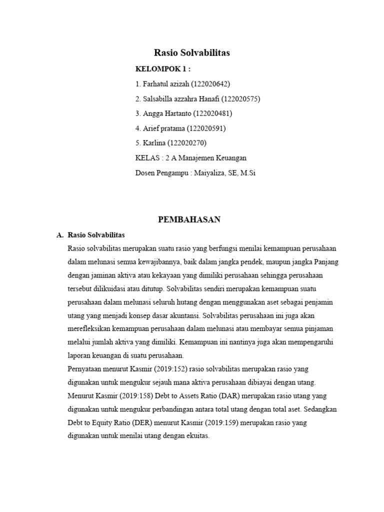 Rasio Solvabilitas | PDF