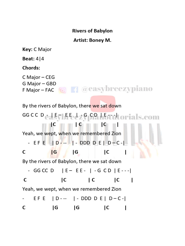 Rivers of Babylon Piano Notes | PDF