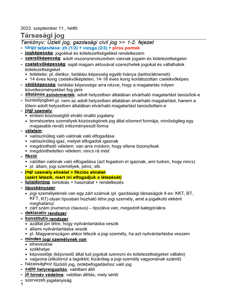 Előadás Jegyzet | PDF