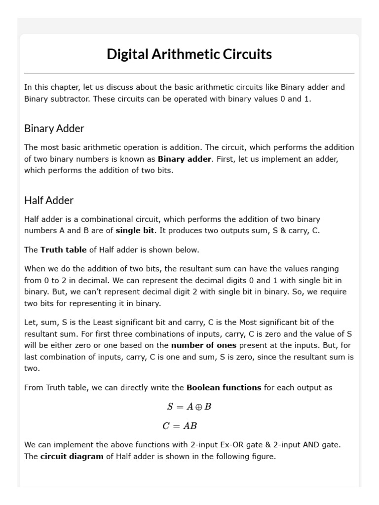 Arithmatic Circuit | PDF | Electronic Circuits | Arithmetic