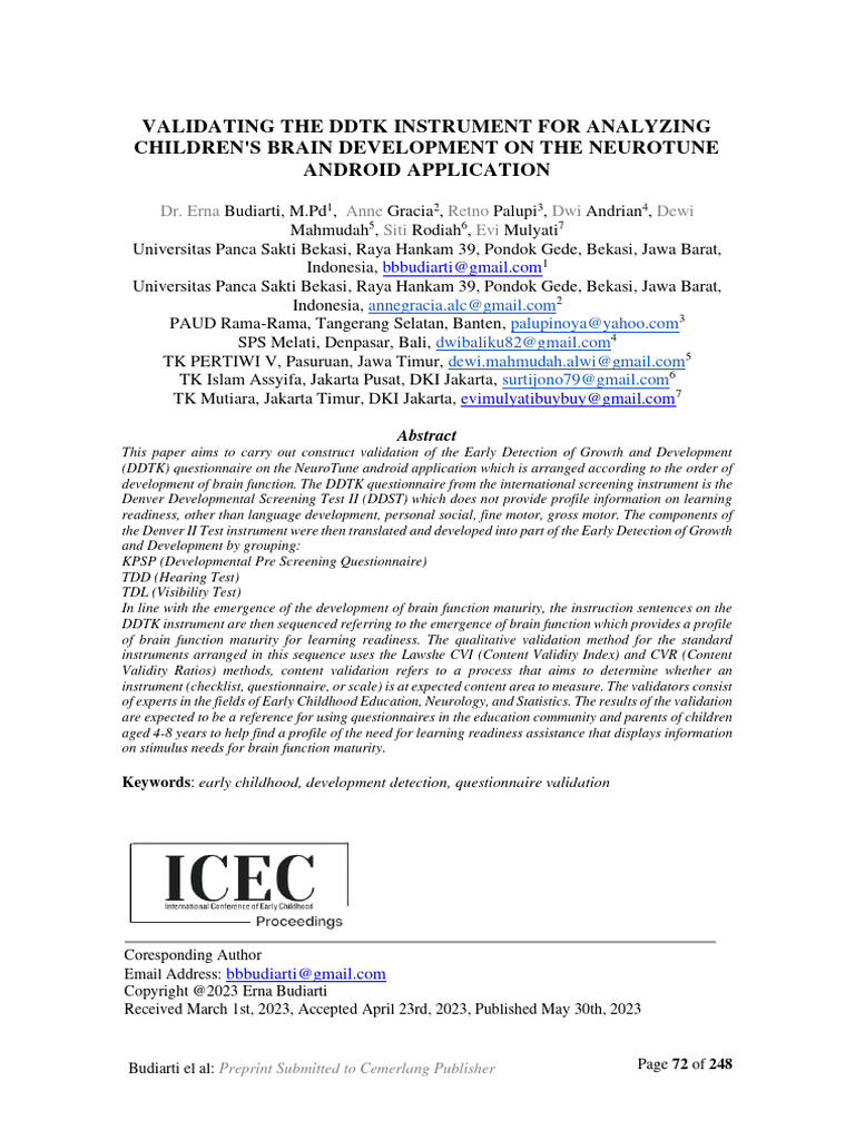 Validating The DDTK Instrument For Analyzing Children's Brain Development On The Neurotune ...