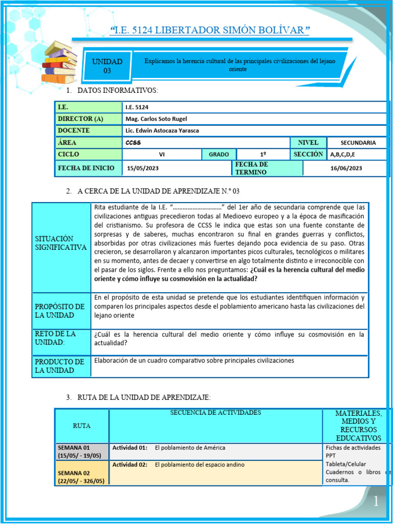 1º Unidad 3 CCSS - 2023 | PDF | Aprendizaje