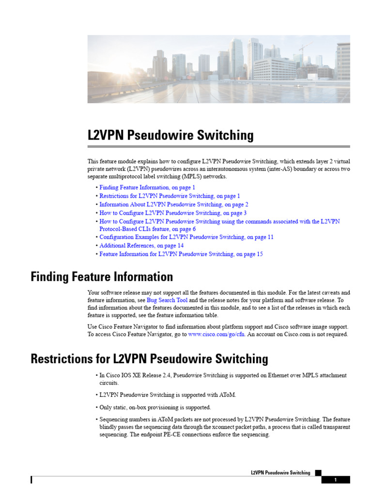 l2vpn Pseudowire Switching Cisco | PDF | Networking | Multiprotocol Label Switching