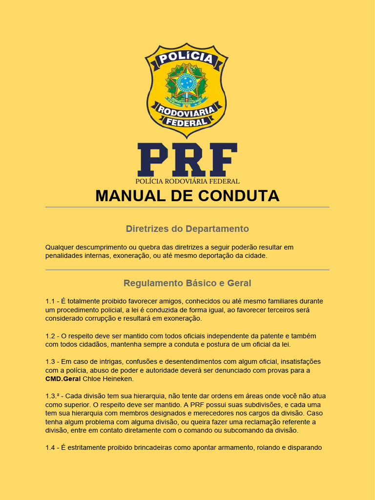 Manual de Conduta - PRF Marvel | PDF | Polícia | Pneu