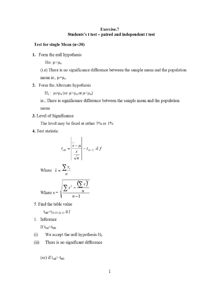 T Tests Pdf