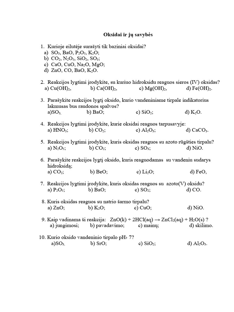 Oksidai Ir Ju Savybes2 | PDF