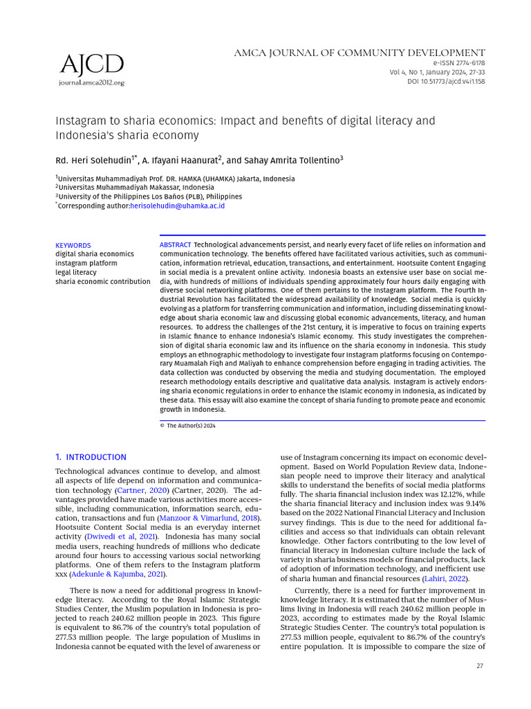 Instagram To Sharia Economics: Impact and Benefits of Digital Literacy ...