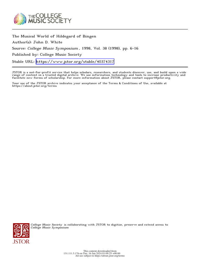 Hildegard of Bingen's Musical Legacy | PDF | Gregorian Chant | Musicology