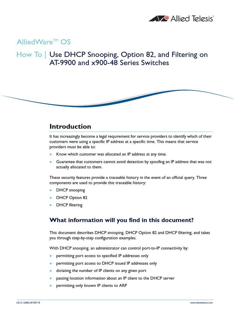 Howto Config DHCP Snooping x900 | PDF | Port (Computer Networking) | Ip Address