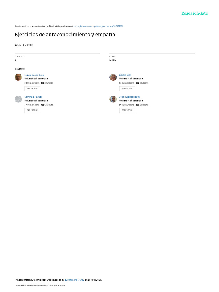 Ejercicios de Autoconocimiento y Empatía: April 2019 | PDF | Las emociones | Autoestima