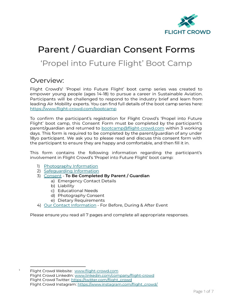 Parent_Guardian Consent Form Flight Crowd Boot Camp.docx | PDF