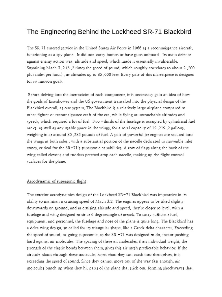 SR-71 Blackbird Engineering Explained | PDF