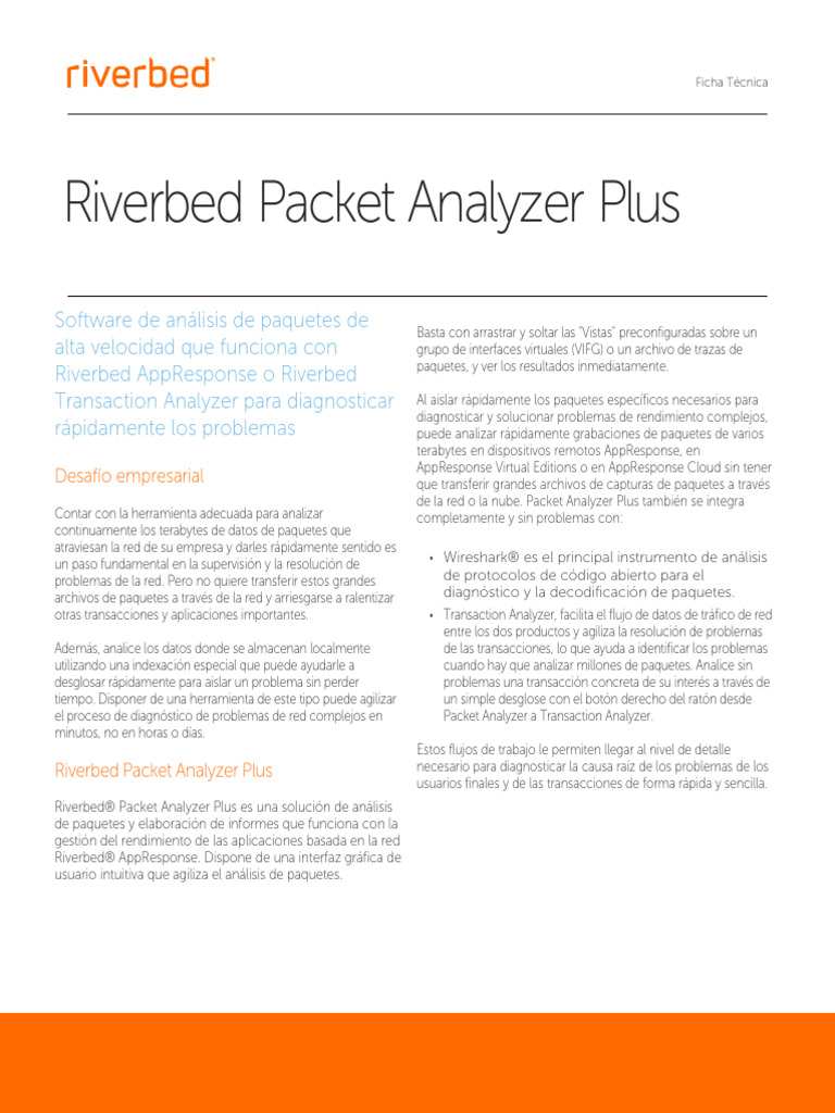 Riverbed Packet Analyzer Plus Data Sheet_ESP | PDF | Computación en la nube | Ciencias de la ...