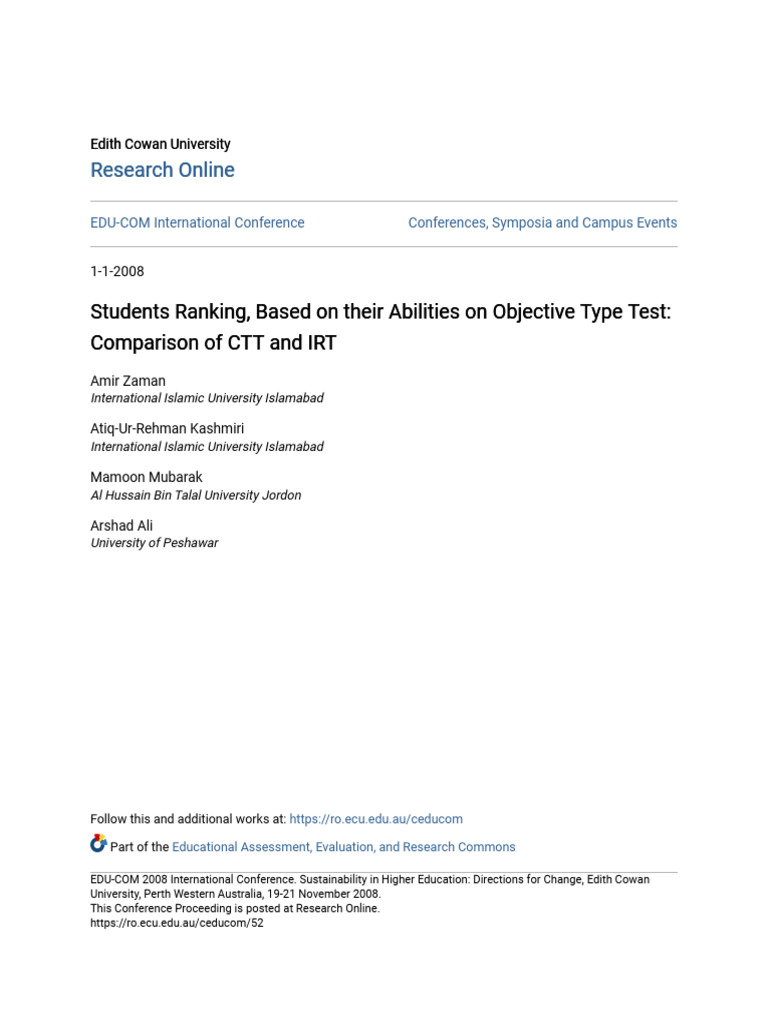Students Ranking Based On Their Abilitie | PDF | Methodology | Cognition