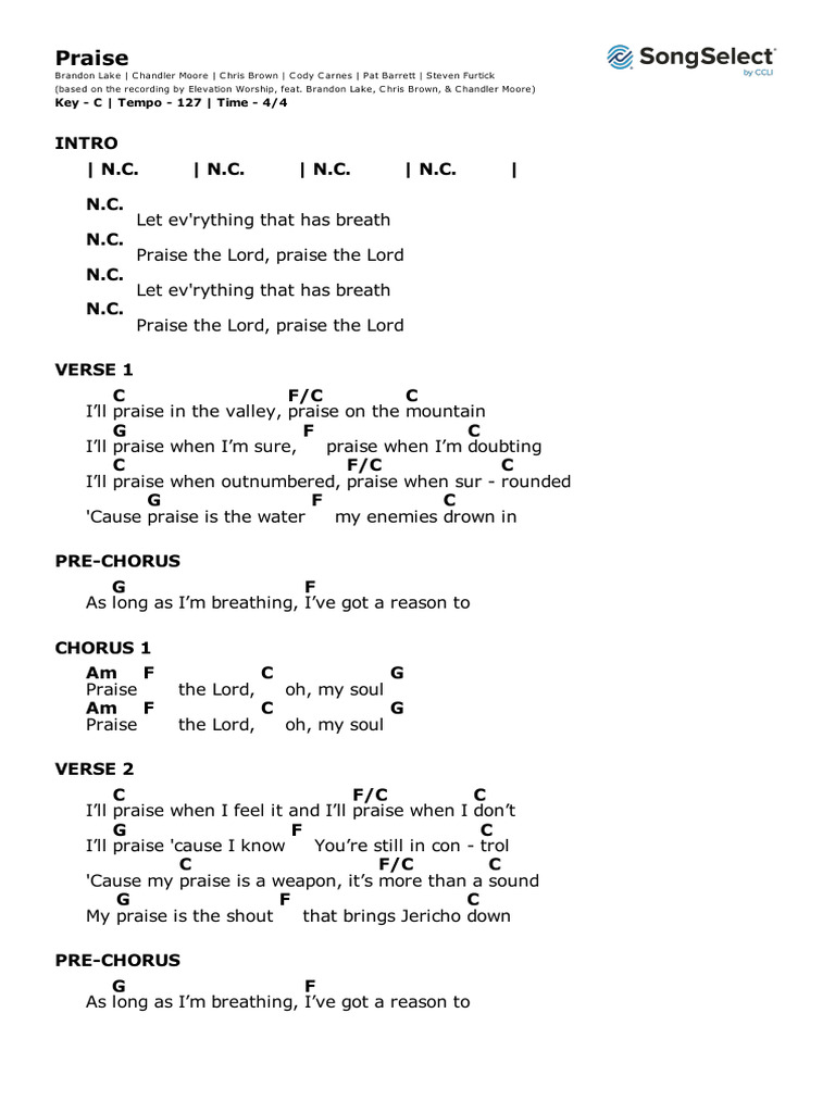 Praise Chords C | PDF | Song Structure | Soul