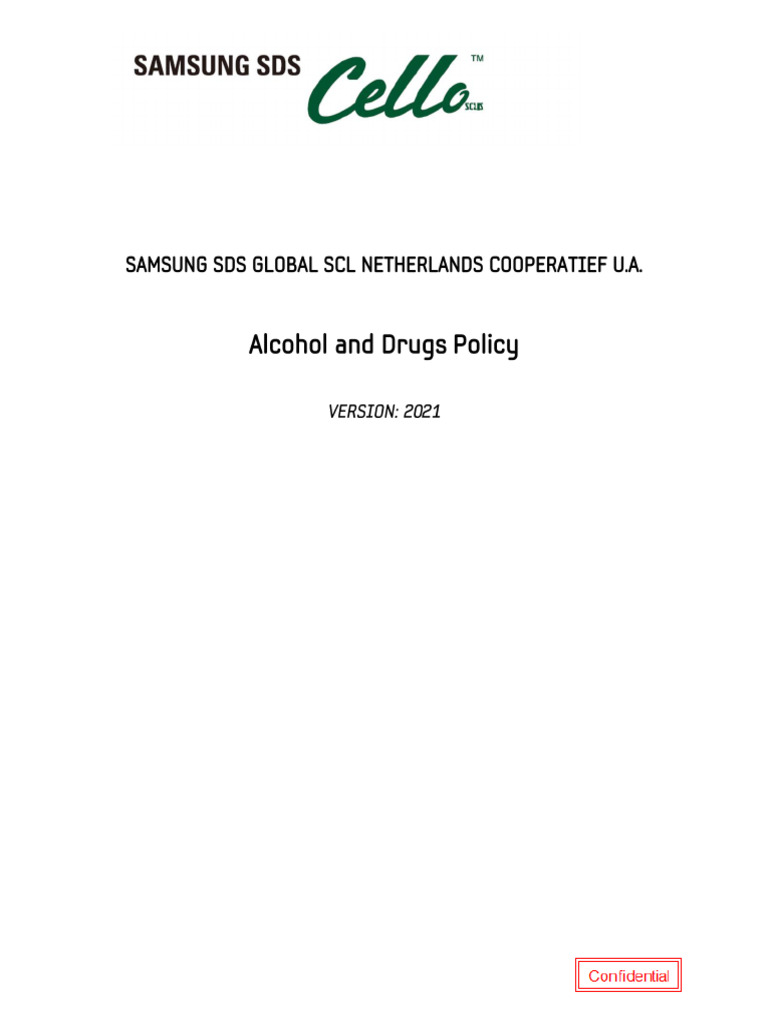 #20209005#1W#2021 Samsung SDS Policy Drugs and Alcohol FINAL | PDF