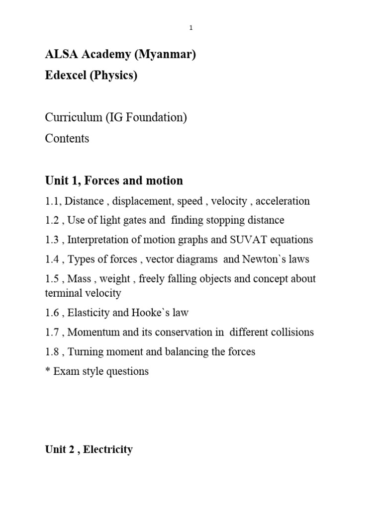 IGF Curriculum (Physics) | PDF | Waves | Force
