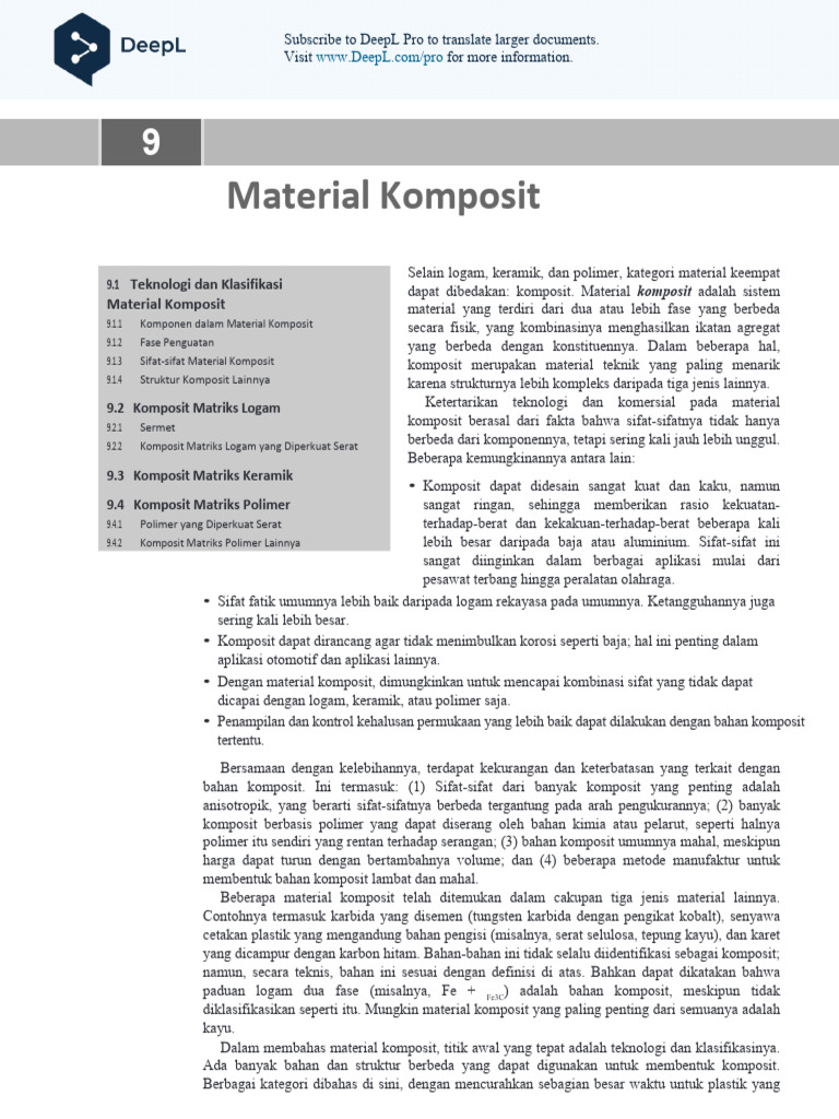 9.1 Teknologi Dan Klasifikasi Material Komposit | PDF