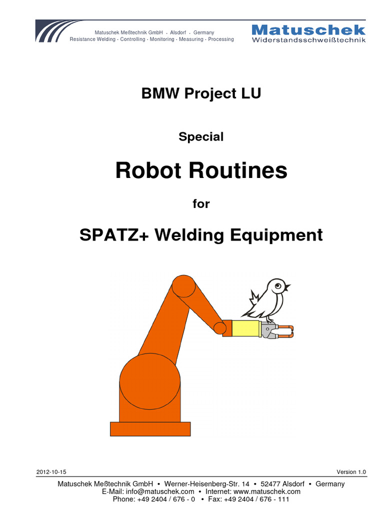 SPATZ+ Special Robot Routines 2012-10-15 | PDF | Welding | Construction
