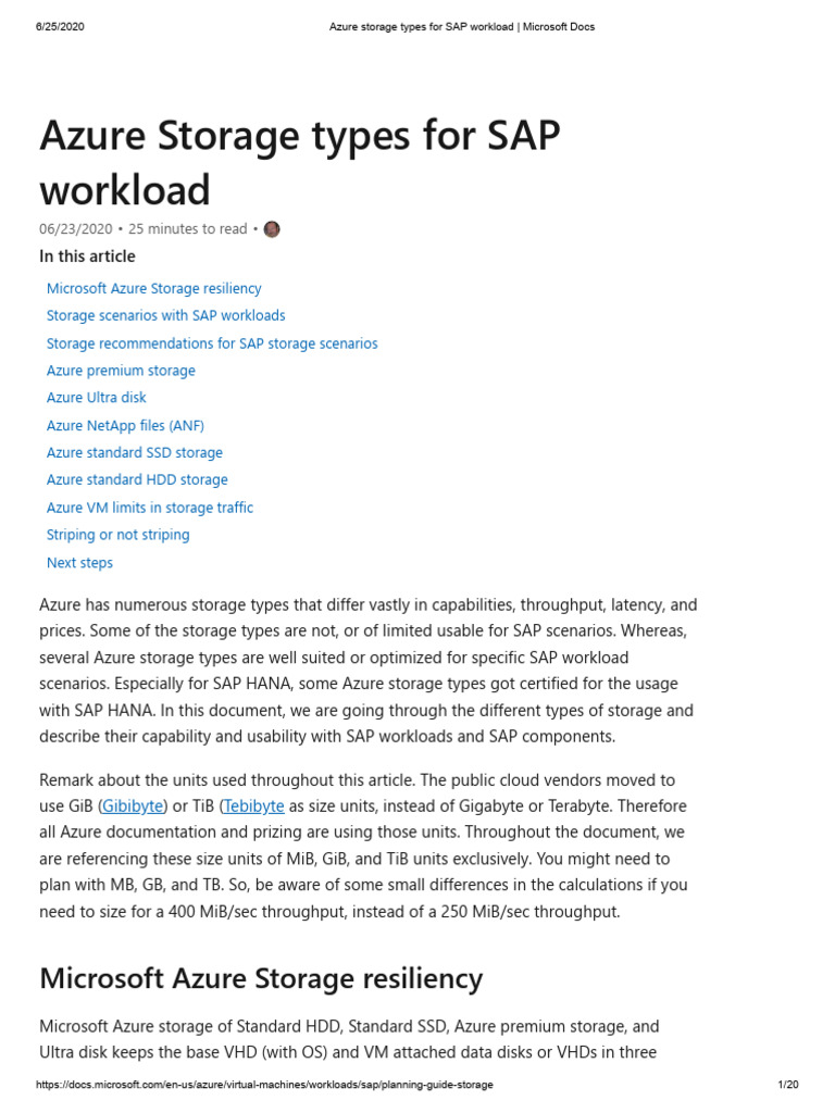 Azure Storage Options for SAP Workloads | PDF | Hard Disk Drive | Microsoft Azure