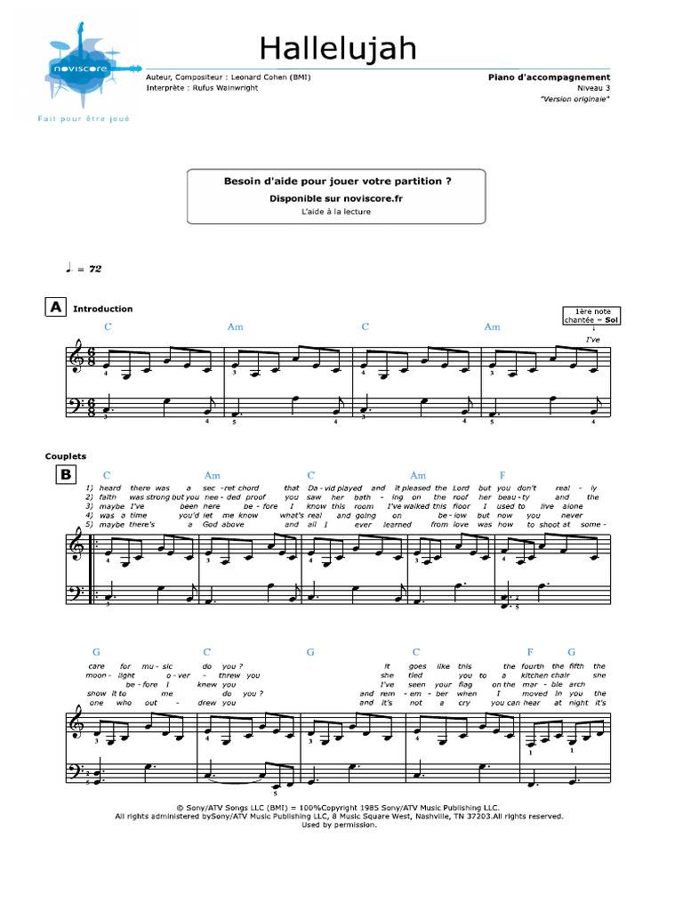 Hallelujah (Partition) | PDF