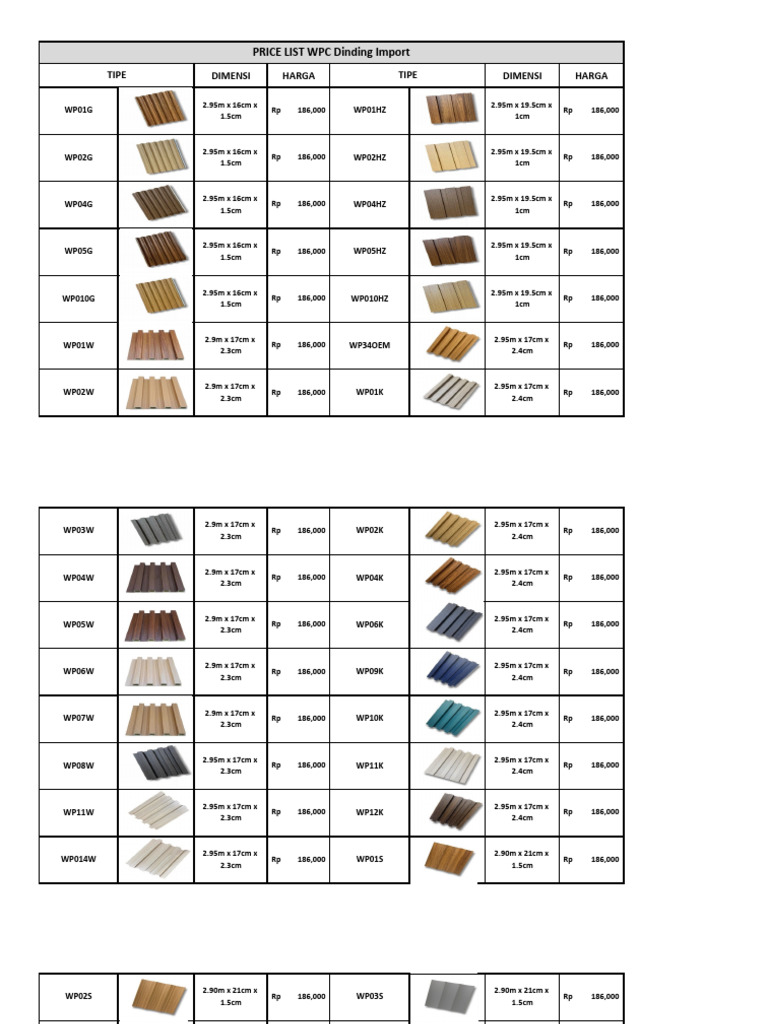 PRICELIST WPC DINDING Import | PDF