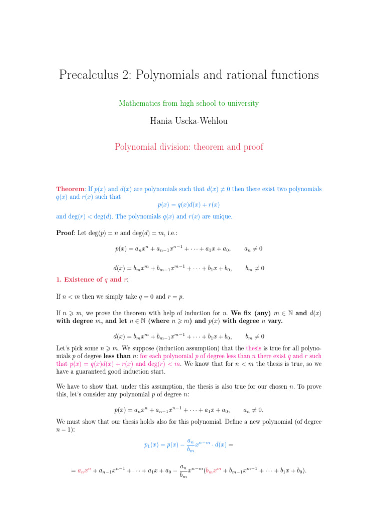 Article Theorem Proof Polynomial Division | PDF | Polynomial | Mathematical Proof