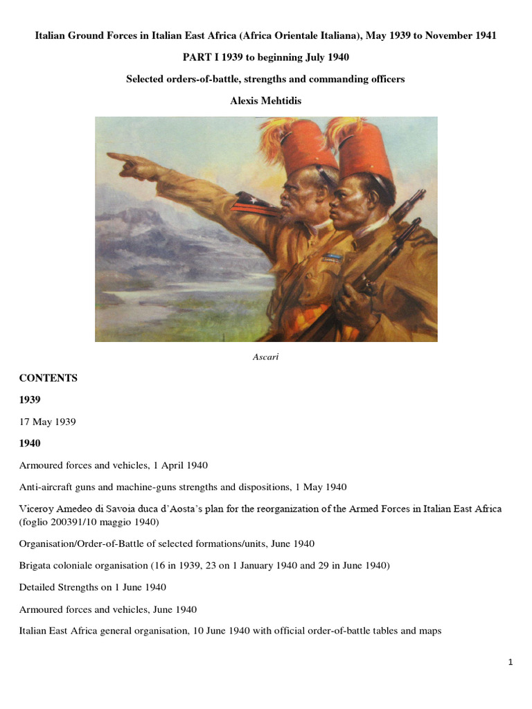 Italian Ground Forces in Italian East Af | PDF | Company (Military Unit ...