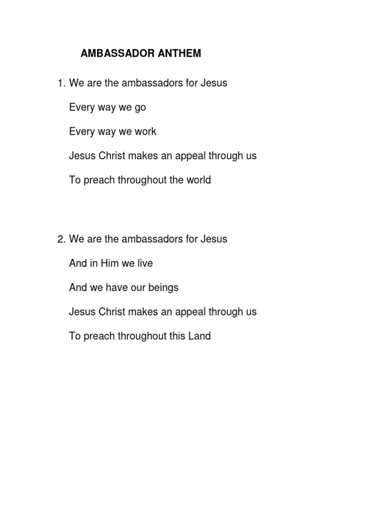 Ambassador Anthem for Christ | PDF | Art | Religion & Spirituality