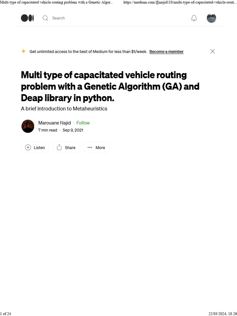 Multi Type Of Capacitated Vehicle Routing Problem With A Genetic Algorithm Ga And Deap Library