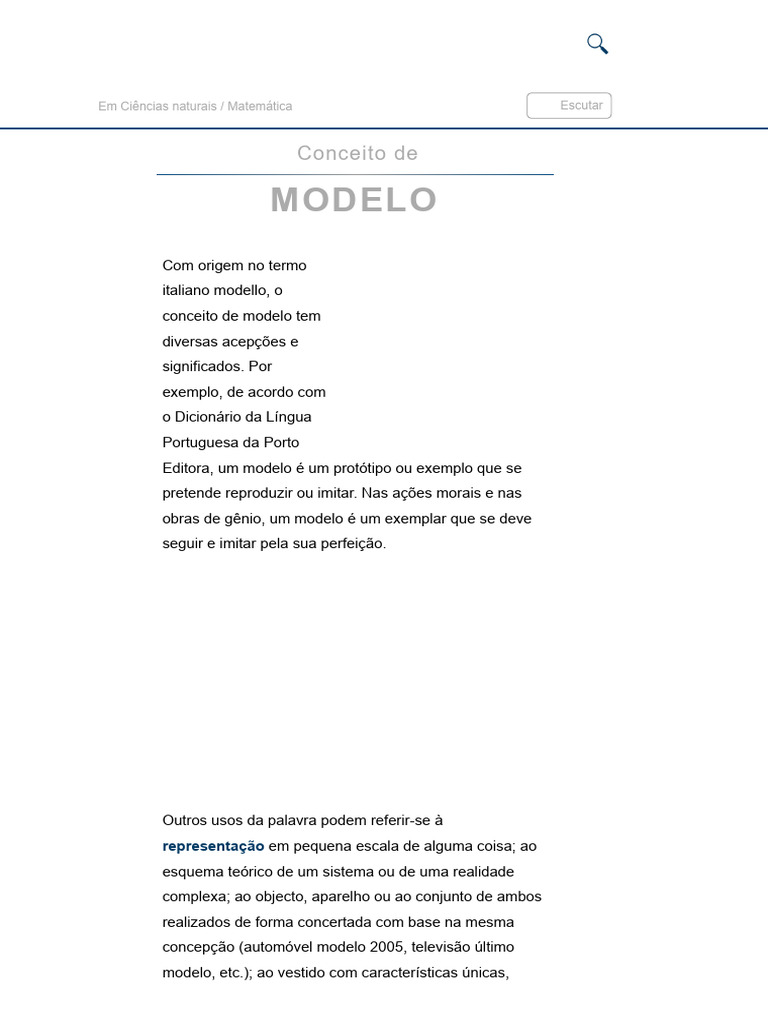Modelo - O Que É, Conceito e Definição | PDF | Educação em Artes Liberais