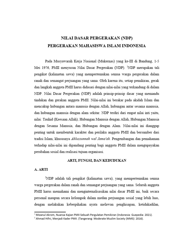 Nilai Dasar Pergerakan PMII | PDF