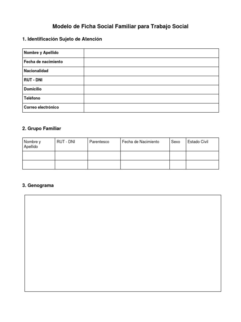 Formato Social Familiar para Trabajo Social | PDF