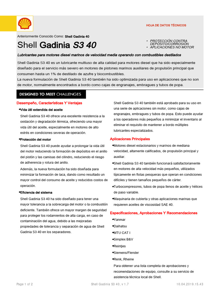 Gadinia s3 40 | PDF | Motores | Motor diesel
