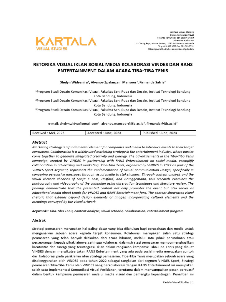 Retorika Visual Iklan Sosial Media Kolaborasi Vindes Dan Rans ...