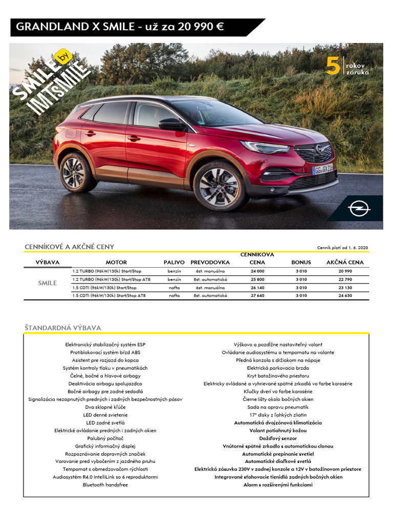 Grandland X Smile - Už Za 20 990 : Cenníkové A Akčné Ceny | PDF
