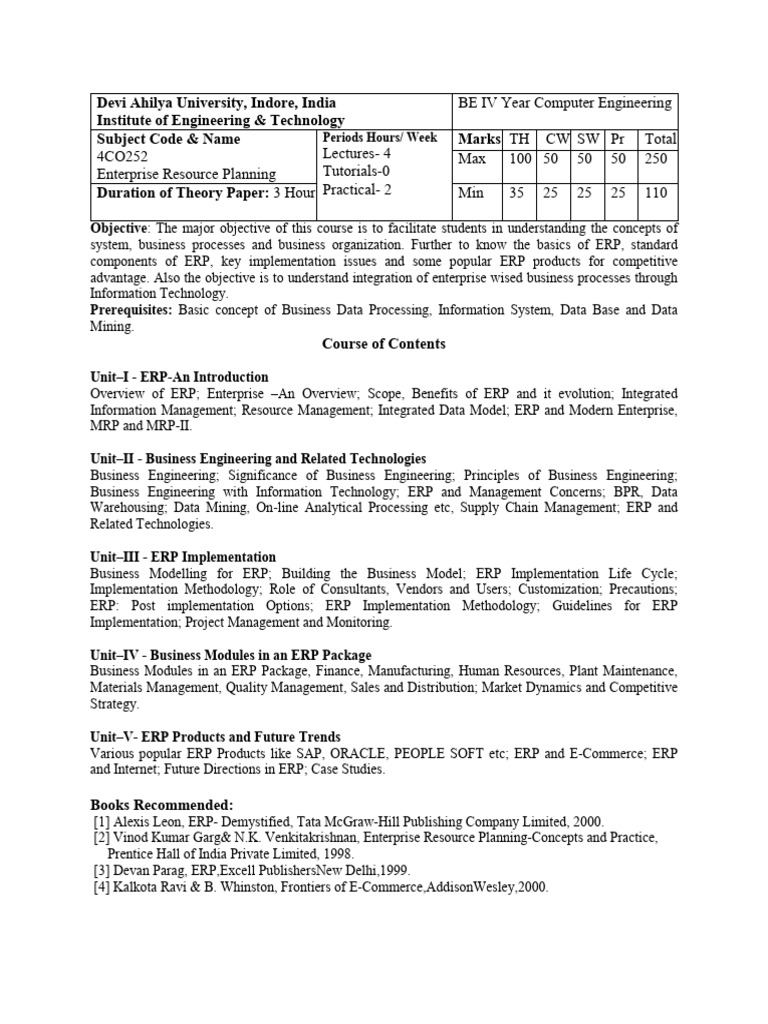 4CO252 Enterprise Resource Planning | PDF | Enterprise Resource Planning | Business Process