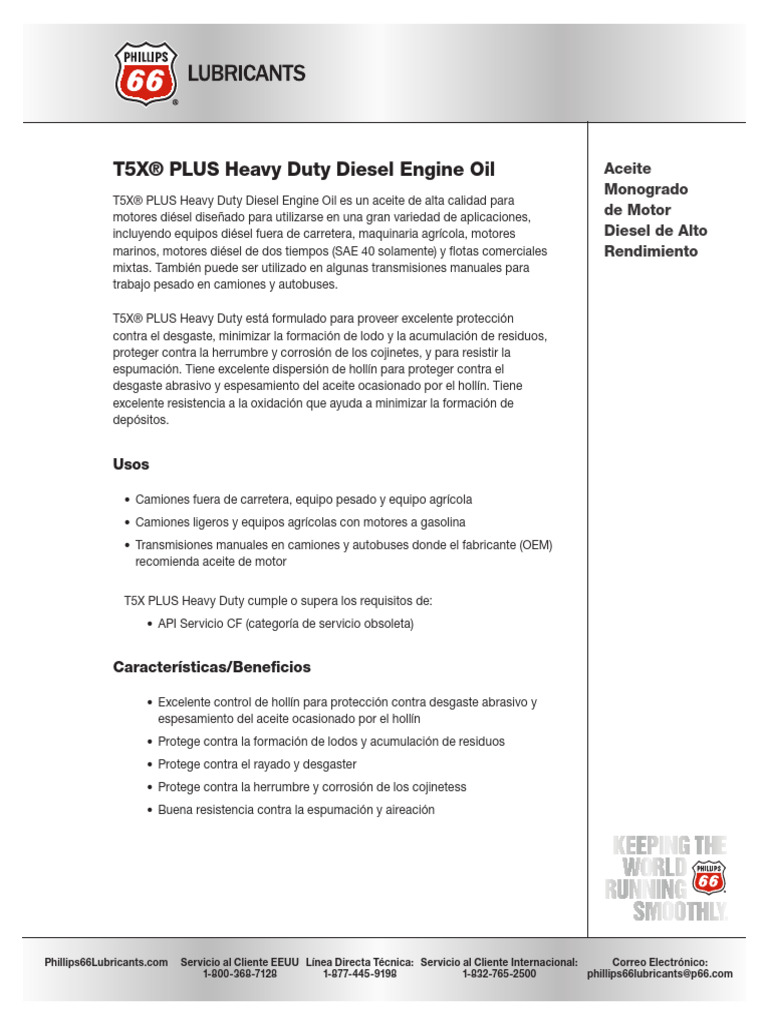 T5X Plus HD DieselEngineOil ES | PDF | Camión | Motor diesel