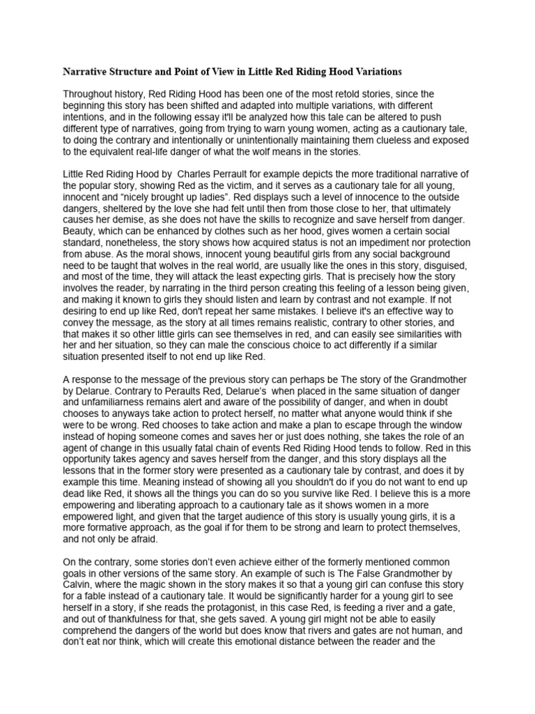 Narrative Structure and Point of View in Little Red Riding Hood ...