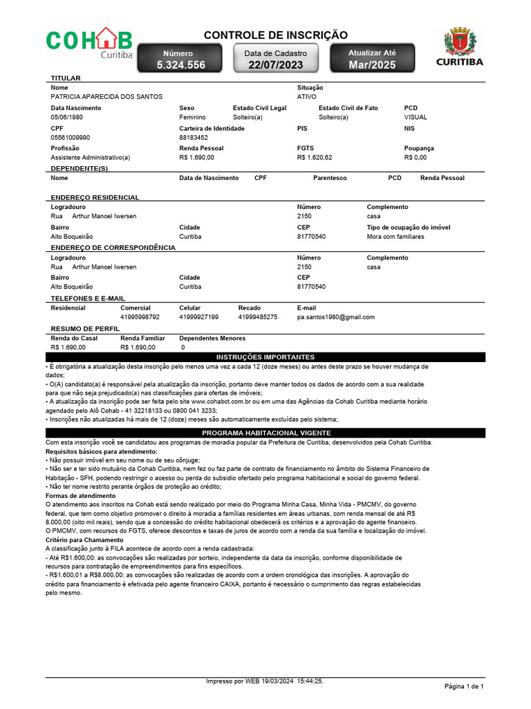 CRV Ficha Insc | PDF