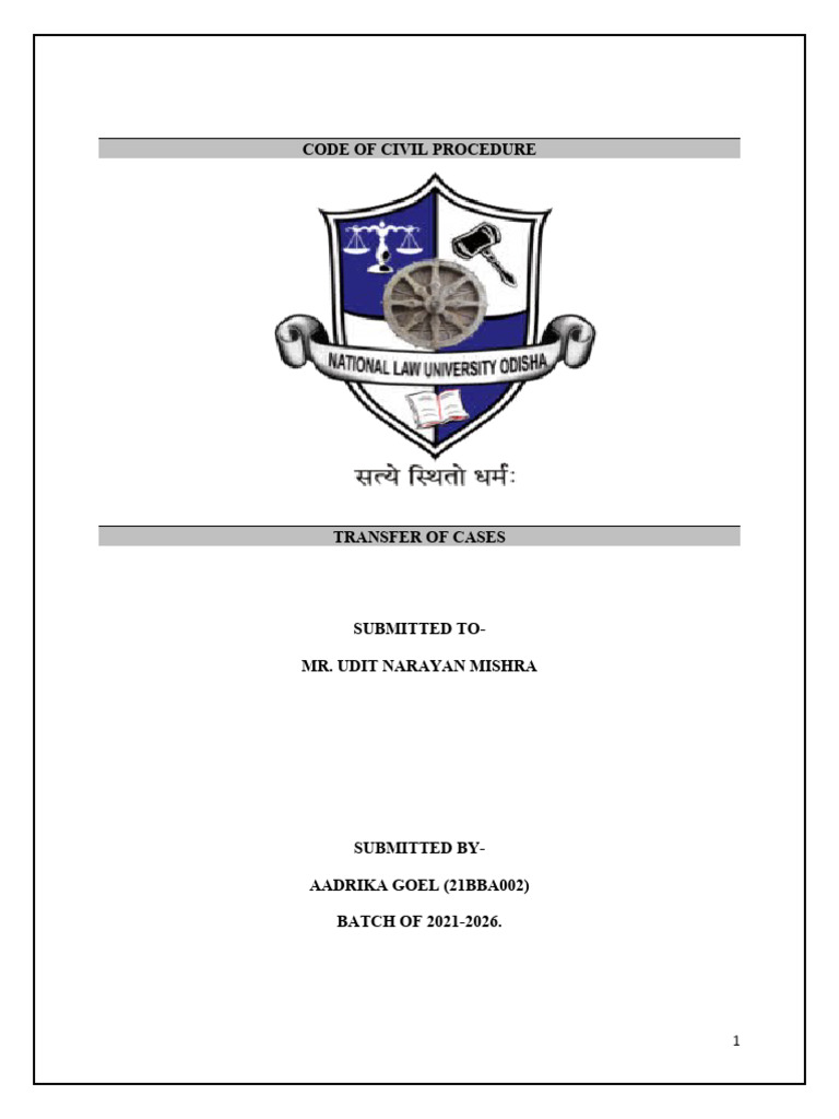 Transfer of Cases CPC Project. | PDF | Lawsuit | Jurisdiction